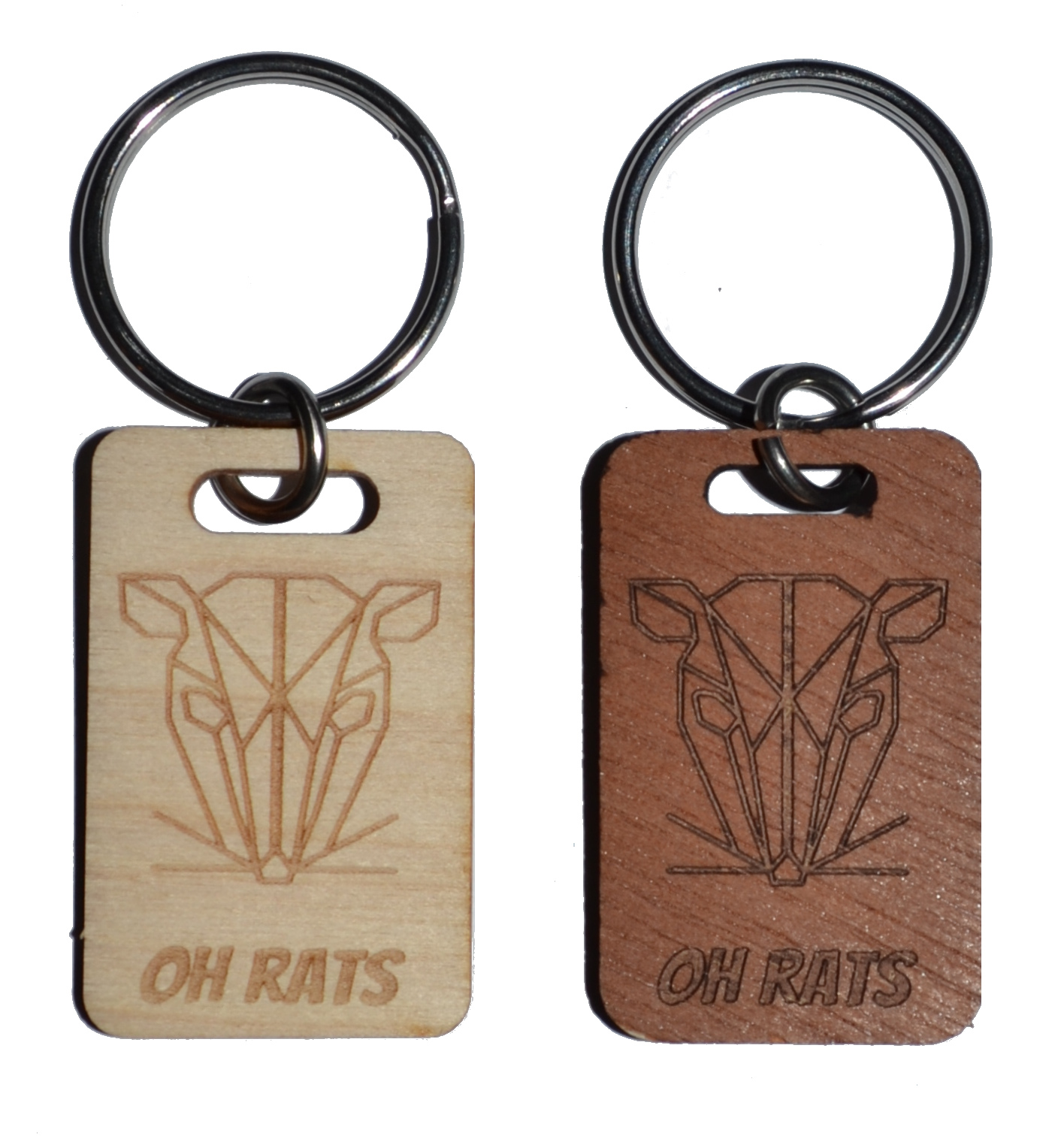 Houten Sleutelhanger "Oh Rats" - Beestenspullen